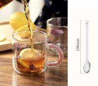 China Clear 300ml Double Walled Glass Cup With Decorative Kitty Printing for sale