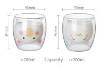 China 200ml Double Wall Glass Cup High Borosilicate Glass Mug for sale