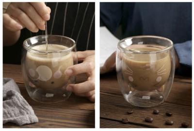 China 200ml Double Wall Glass Cup High Borosilicate Glass Mug for sale