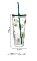China Borosilicate Tumbler Glass Cup Double Walled With Lid And Straw for sale