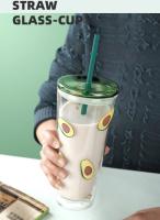 China Borosilicate Tumbler Glass Cup Double Walled With Lid And Straw for sale