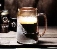 China 500ml Double Walled Glass Mugs Heat Resistant Clear Transparent Color for sale