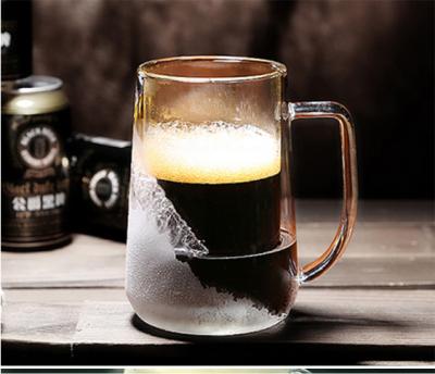 China 500ml Double Walled Glass Mugs Heat Resistant Clear Transparent Color for sale