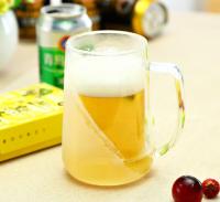 China 500ml Double Walled Glass Mugs Heat Resistant Clear Transparent Color for sale