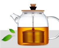 China Novolink OEM 1000ML 1600ML High Borosilicate Glass Teapot with SS Infuser & Bamboo Lid for sale