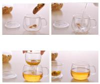 China 300ML Borosilicate Glass Tea Cups With Handles Removable Infuser for sale