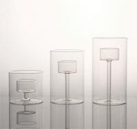 China High Borosilicate Glass Cup Candle Holders Clear Windproof Design for sale