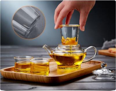 China 1400ml High Borosilicate Glass Teapot Set 100ml*6 Double Wall Cups for sale