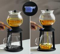 China Heat Resistant 900ml Borosilicate Glass Teapot 6x150ml Gift Tea Set Vertical Pattern for sale