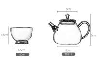 China Portable High Borosilicate Glass Tea Set 2 Cups Tranparent Color for sale