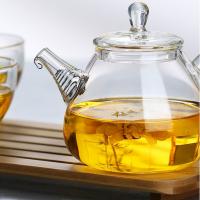 China Portable High Borosilicate Glass Tea Set 2 Cups Tranparent Color for sale