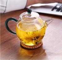 China Novolink OEM 400ML 260ML High Borosilicate Glass Kettle With Jade Green Handle for sale