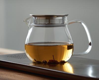 China 450ML High Borosilicate Glass Tea Kettle Thick Teapot With SS Lid for sale