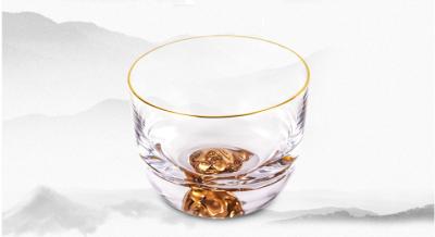 China 110ML High Borosilicate Whiskey Glass Cup Gold Block Decorative for sale