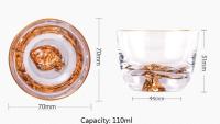 China 110ML High Borosilicate Whiskey Glass Cup Gold Block Decorative for sale