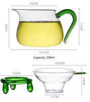 China Jade Green Handle Borosilicate Glass Mug Glass Fair Cup Microwave Safe Dishwasher Safe Oven Top Safe for sale
