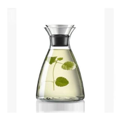 China Glass Pitcher Water Pitcher Glass Teapot Glass Carafe 1000ml With SS Stopper & Silicone Sealing for sale
