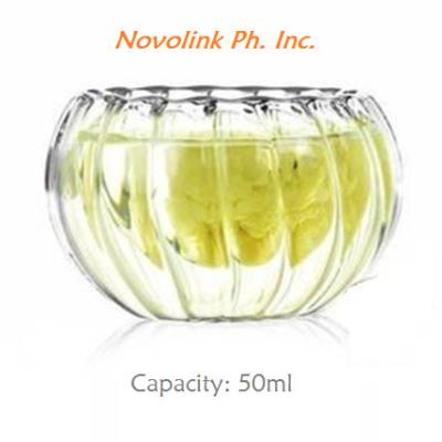 China High Borolicate Double Wall Glass Cup 50ml Lotus Pattern For Cold And Hot Drinks for sale