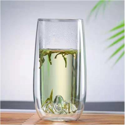 China Double Wall Borosilicate Glass Tumbler Glass Cup Mountain Pattern Bottom 300ML for sale
