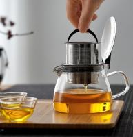 China Minimalist Borosilicate Tea Kettle With Stainless Steel Infuser Assy for sale