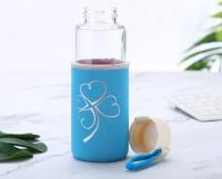 China Daily Use High Borosilicate Glasswares Portable Glass Bottle With PP Lid for sale