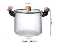 China Transparent Borosilicate Glass Saucepan Glass Pot Microwave Stove Dishwasher Safe 4500ML for sale