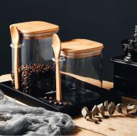 China 1000ml Unusual Tea Coffee Sugar Jars With Airtight Bamboo Lids for sale