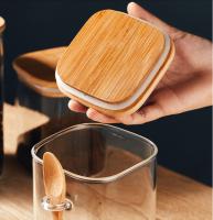 China 1000ml Unusual Tea Coffee Sugar Jars With Airtight Bamboo Lids for sale