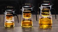 China 500ml 750ml 1000ml Borosilicate Glass Teapot With Handle Infuser for sale