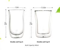 China 260ml Double Wall Tumbler Glass Cup High Borosilicate Glass Material for sale