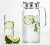 China Heat Resistant 1300ml Glass Pitchers Teapot Carafe Transparent Color for sale