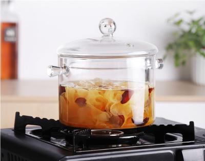 China 1300ml 2000ml Hi Borosilicate Glass Pot Sauce Pot Microwave Stove Dishwasher Safe for sale