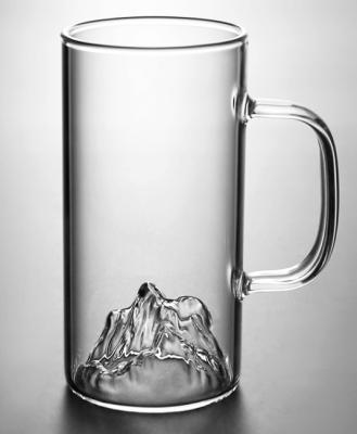 China Heat Resistant Stemless Borosilicate Glass Mug Peak Pattern Bottom for sale