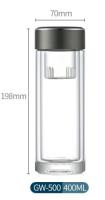 China 400ML Double Wall Teacup High Borosilicate Glass Travel Mug Bottle for sale