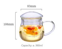 China 360ml High Borosilicate Glass Teapot With Handle Removable Infuser for Loose Leaves Tea Flower Tea for sale