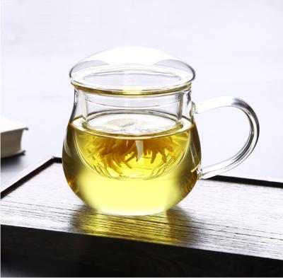 China 360ml High Borosilicate Glass Teapot With Handle Removable Infuser for Loose Leaves Tea Flower Tea for sale