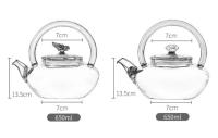 China Novolink OEM 650ML High Borosilicate Glass Teapot With SS String Infuser & Jade Green Glass Handle for sale