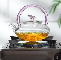 China Novolink OEM 650ML High Borosilicate Glass Teapot With SS String Infuser & Jade Green Glass Handle for sale
