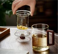 China 420ml High Borosilicate Glass Tea Cups With Handles For Loose Leaves Herbal for sale