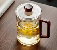 China 420ml High Borosilicate Glass Tea Cups With Handles For Loose Leaves Herbal for sale