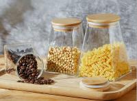 China Novolink OEM Square Clear Glass Canisters Set For Coffee Flour Sugar Candy for sale