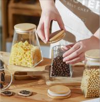 China Novolink OEM Square Clear Glass Canisters Set For Coffee Flour Sugar Candy for sale