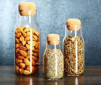 China Heat Resistant Borosilicate Clear Glass Canisters Jar With Cork Lid for sale