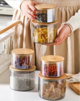 China 300ml 450ml 550ml Round Glass Storage Jars For Grains Noodles Nuts for sale