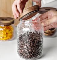 China Grains Nuts Candies Clear Glass Canisters Set Of 3 Hammer Pattern for sale