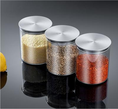 China 450ml SS Lid Clear Glass Storage Jars Canister For Grains Nuts Spices for sale