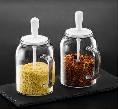 China Borosilicate Clear Glass Canisters Condiment Canisters With Lids for sale