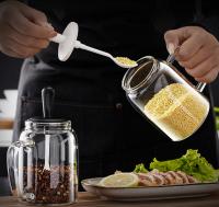 China Borosilicate Clear Glass Canisters Condiment Canisters With Lids for sale