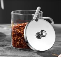 China Heat Resistant Glass Condiment Containers 450ml Condiment Jars for sale