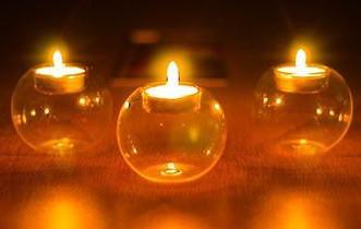 China Borosilicate Glass Decorative Glassware Double Wall Candle Holder Set for sale